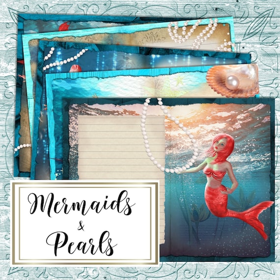 Mermaids and Pearls Journal Pages Junk Journal Papers | Etsy
