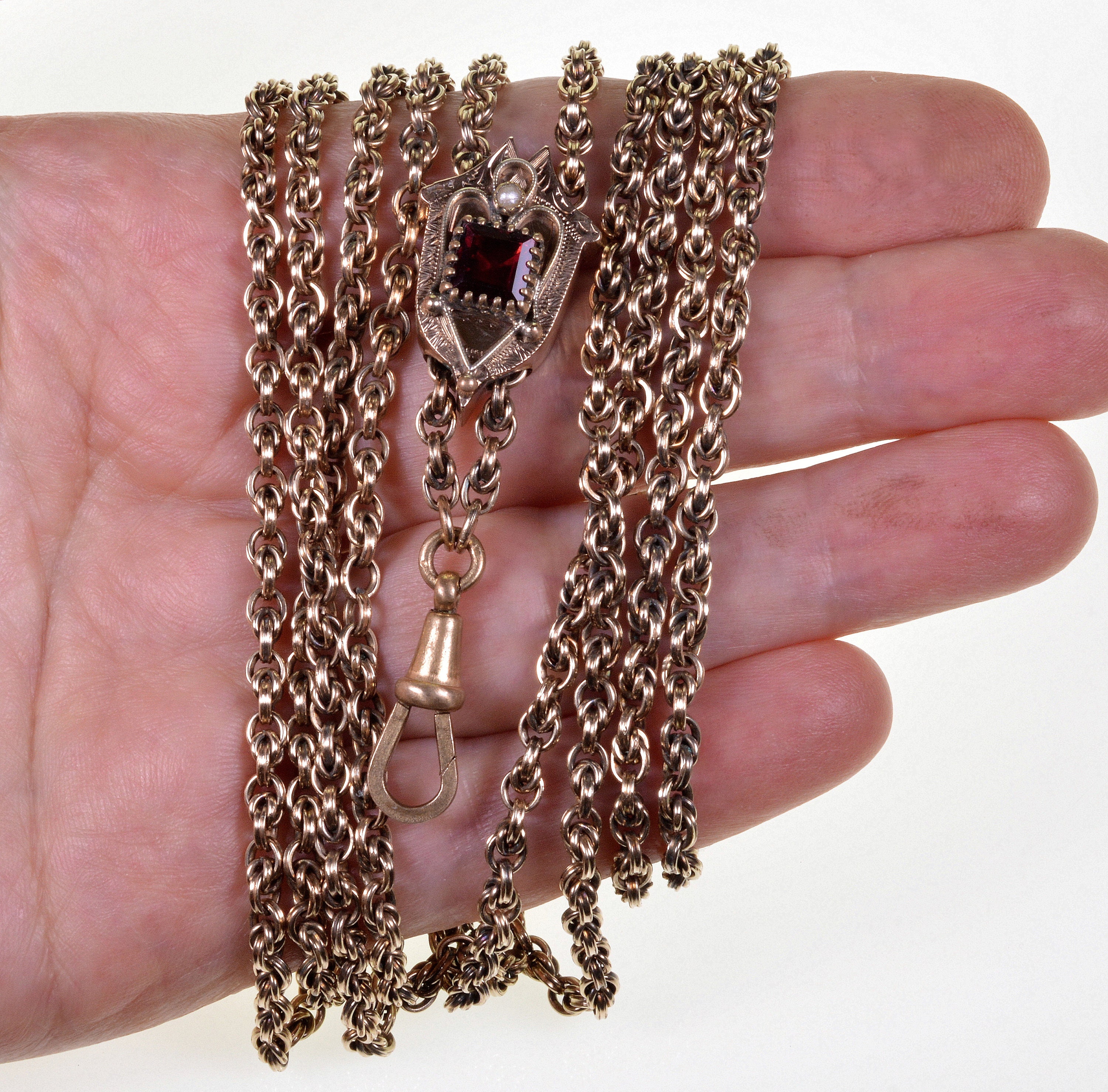 Antique Victorian GF Garnet Longuard Slide Chain Necklace C.1890 - Etsy