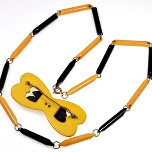 Antique Art Deco Bakelite Bow Brooch Pin Necklace Set C.1920 - Etsy