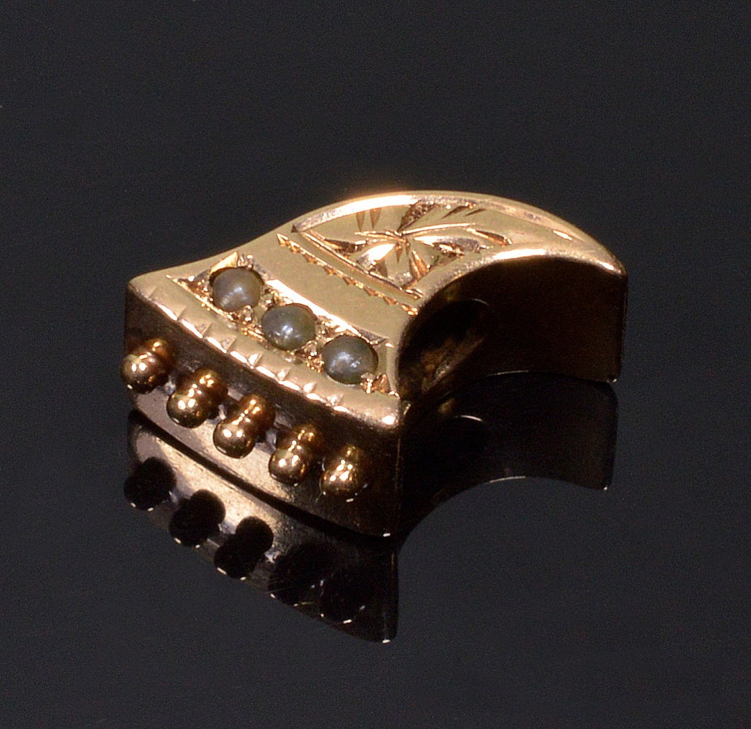 Antique Victorian 14K Gold Pearl Cornucopia Slide Charm for Bracelet ...