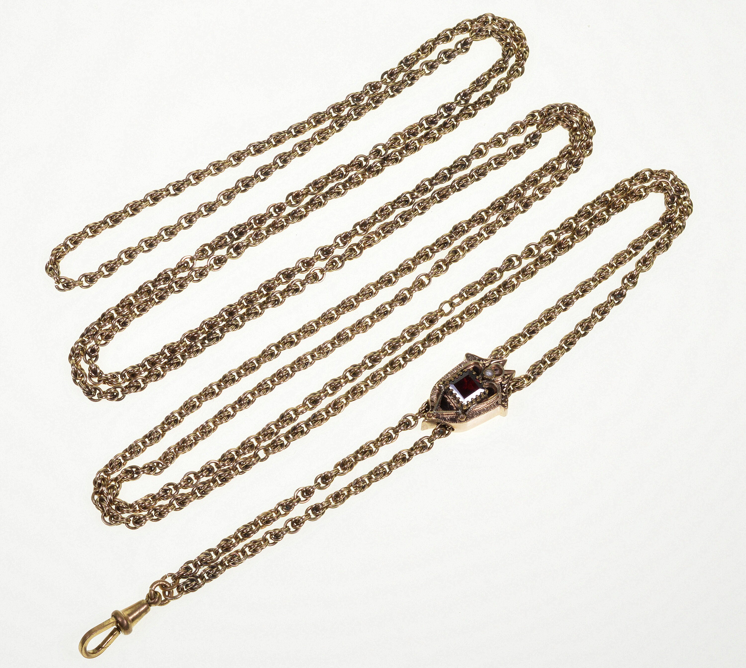 Antique Victorian GF Garnet Longuard Slide Chain Necklace C.1890 - Etsy