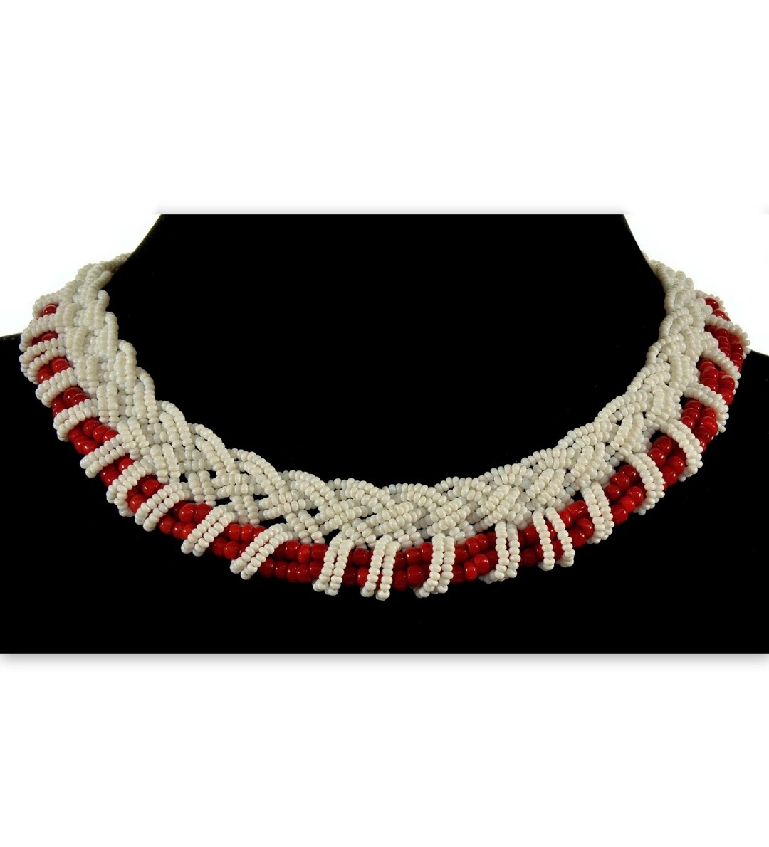 Vtg Italian Braided White Red Seed Bead Collar Necklace C.1940 - Etsy