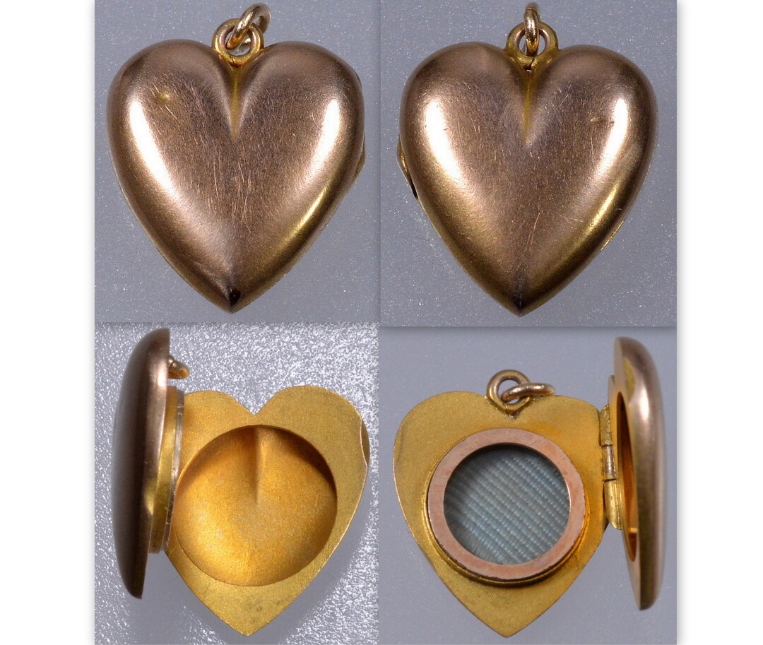 Antique Victorian 14K Gold Heart Locket Pendant C.1890 003686 - Etsy