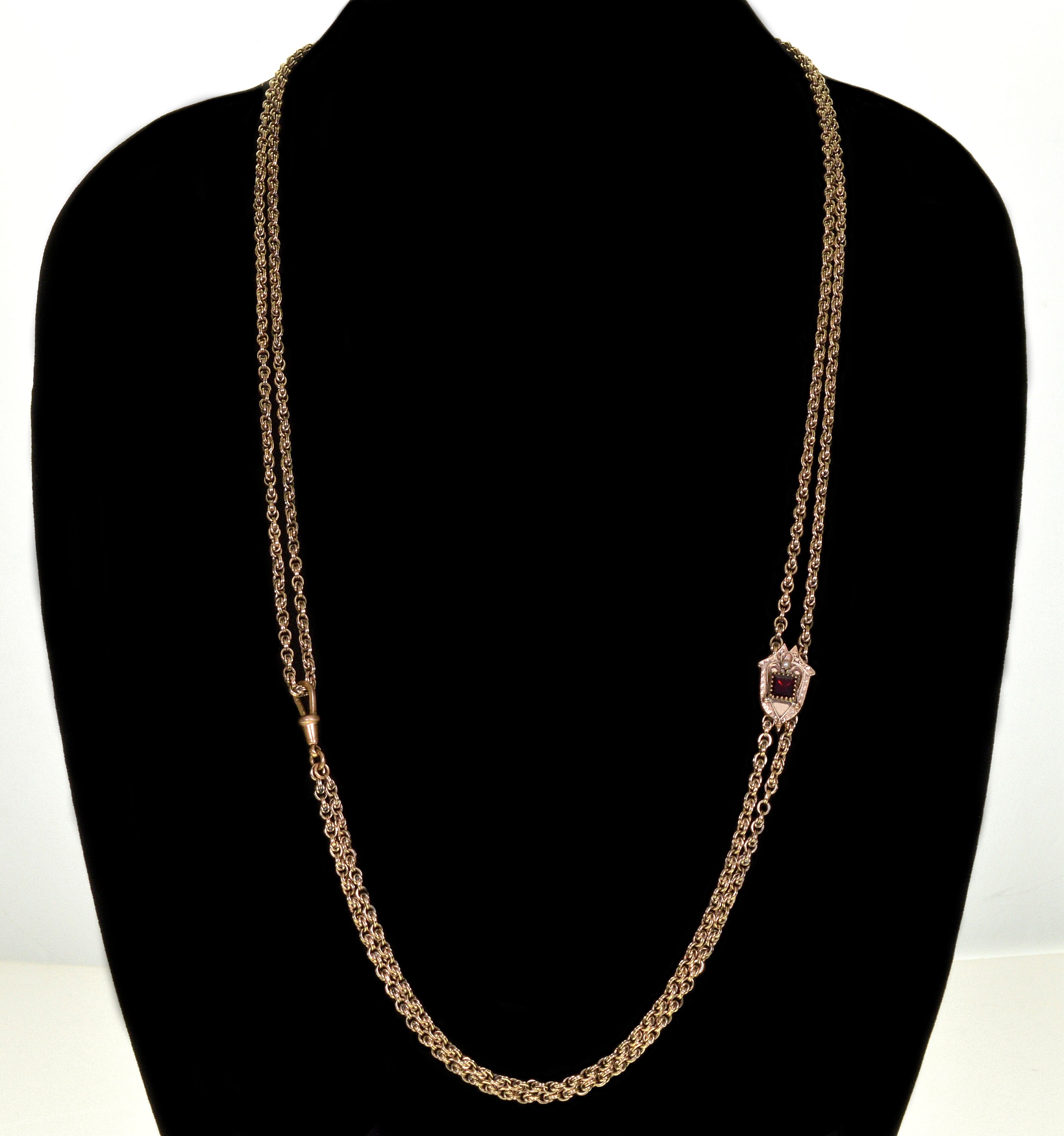 Antique Victorian GF Garnet Longuard Slide Chain Necklace C.1890 - Etsy