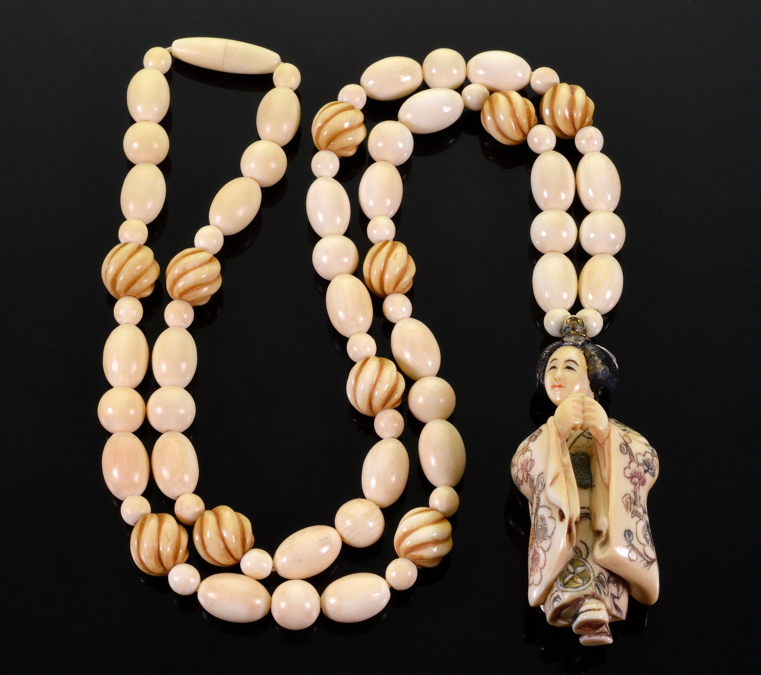 19th Century Japan Geisha Netsuke Bead Necklace - Etsy Australia