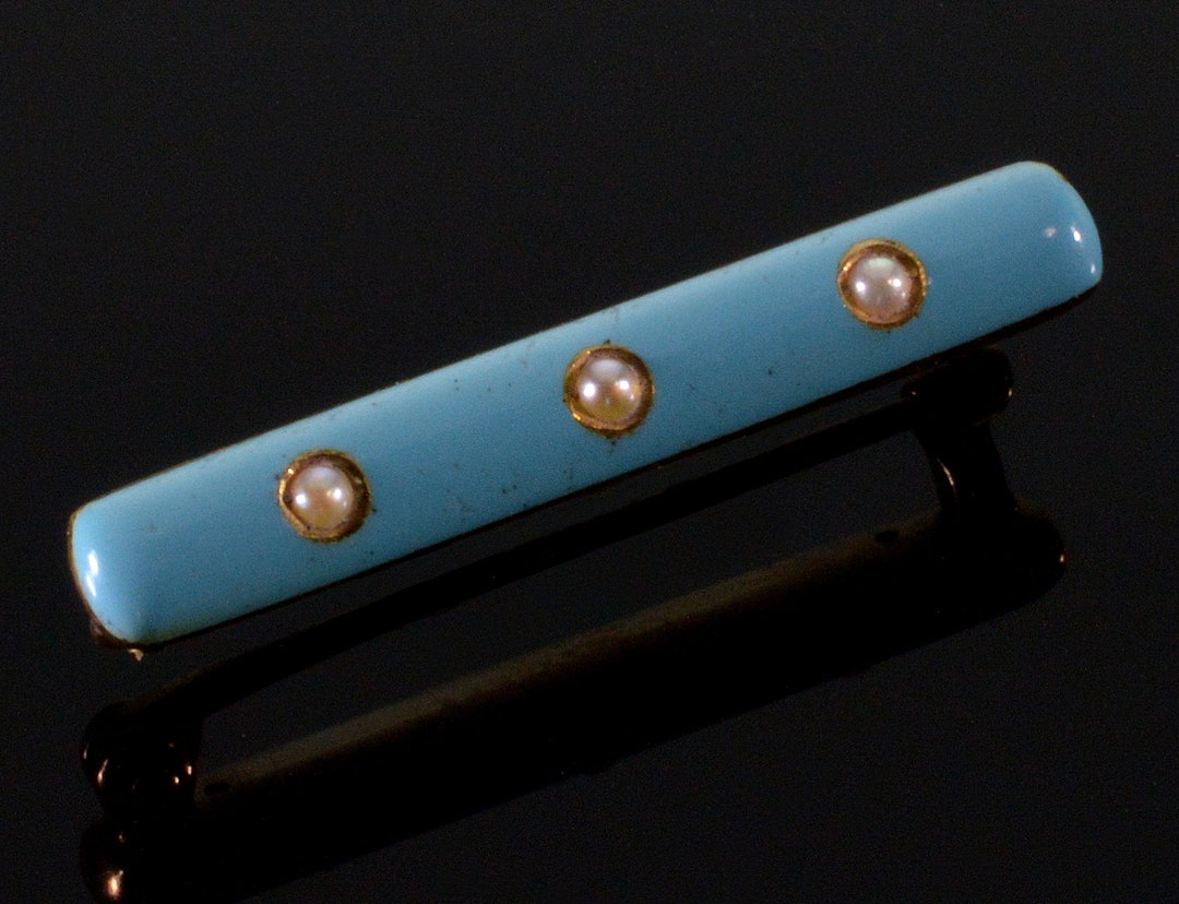 Antique Art Nouveau Krementz 14K Gold Enamel Pin C.1900 Signed - Etsy