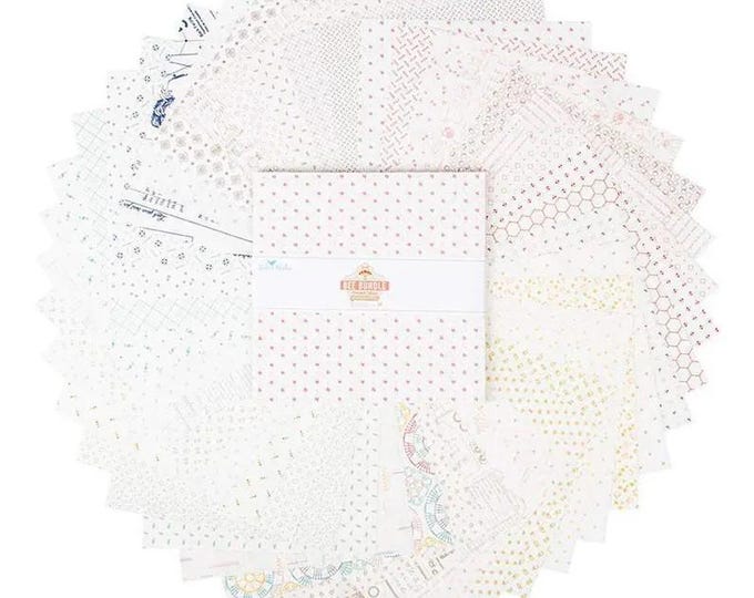 Bee Bundle Limited Edition Backgrounds 5 Inch Stacker, 42 Pcs by Lori Holt for Riley Blake ...