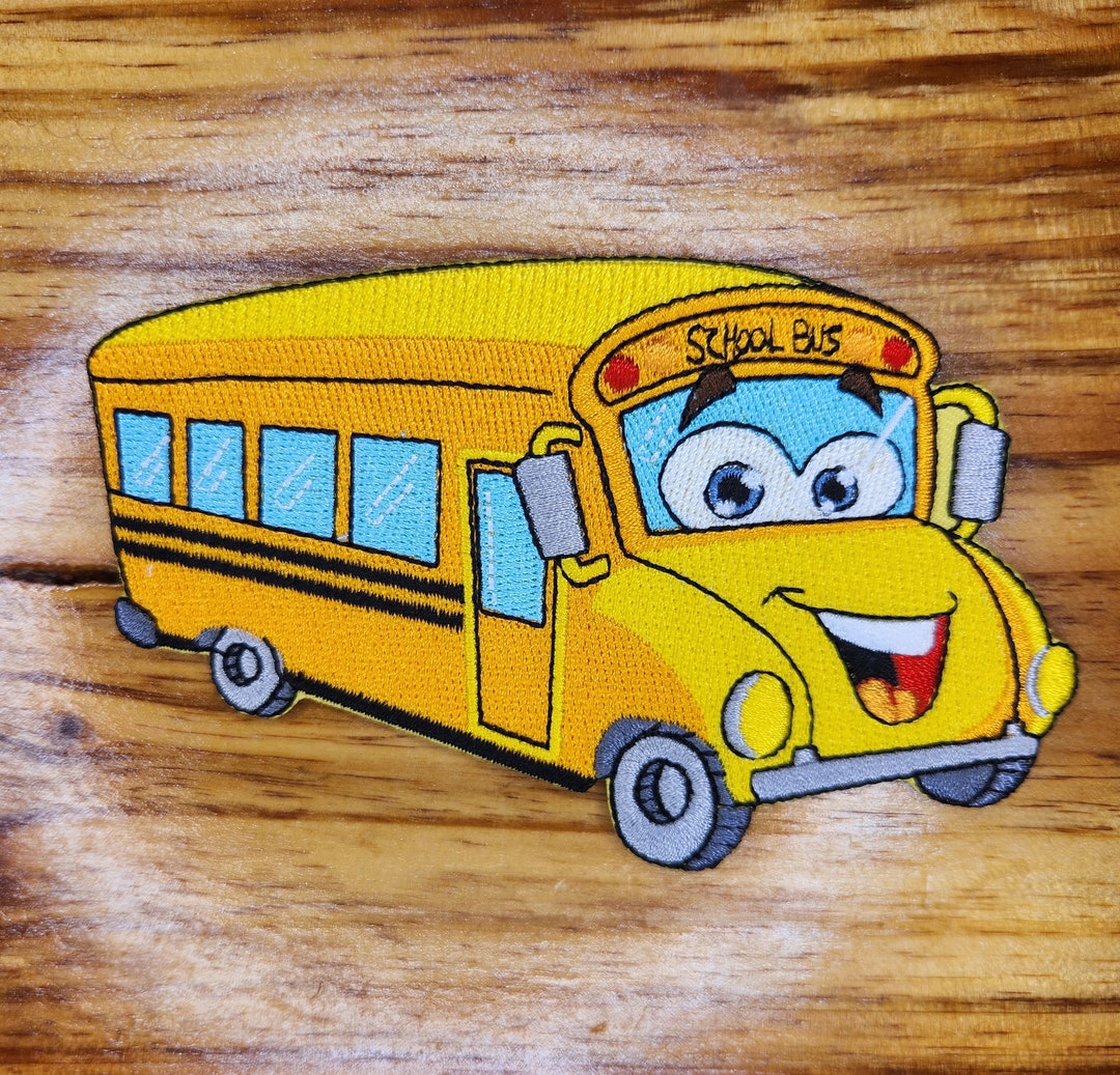 4.625 X 3 Cartoon Style Embroidered School Bus Iron on Patch, No Sewing ...