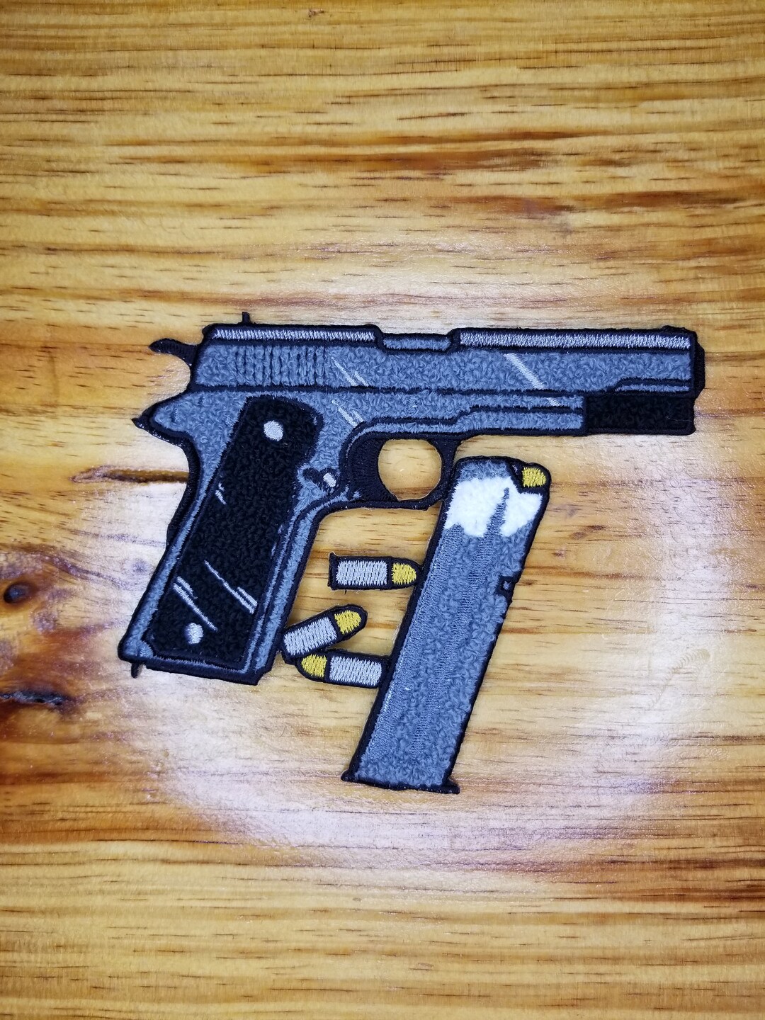 5 X 4 '9 MM Gun and Clip With Bullets' Chenille and Embroidered Iron-on ...