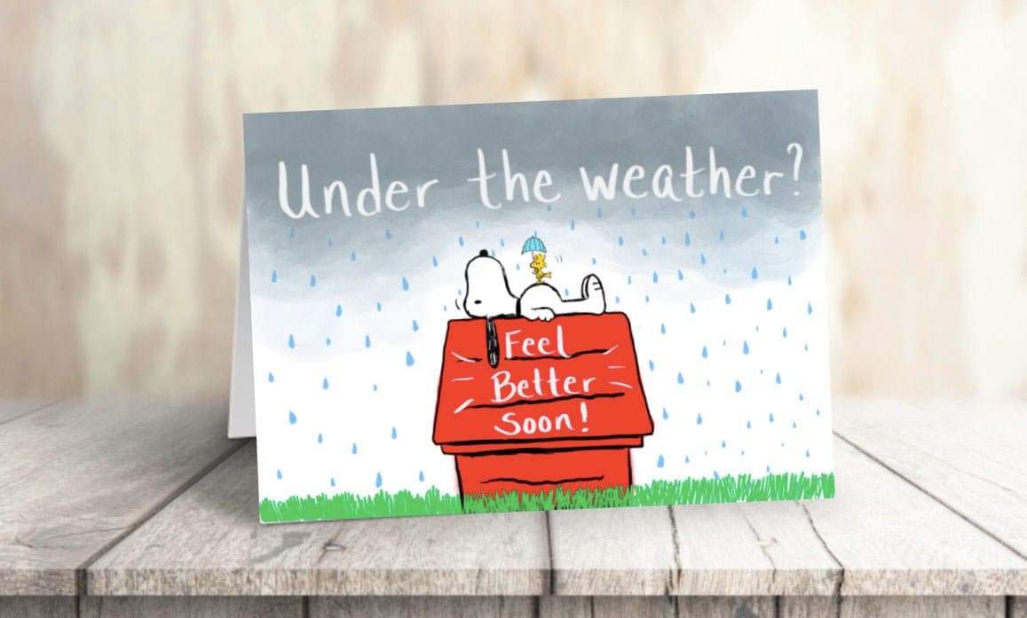 Snoopy Under The Weather / Get Well 5 x 7 Card | Etsy