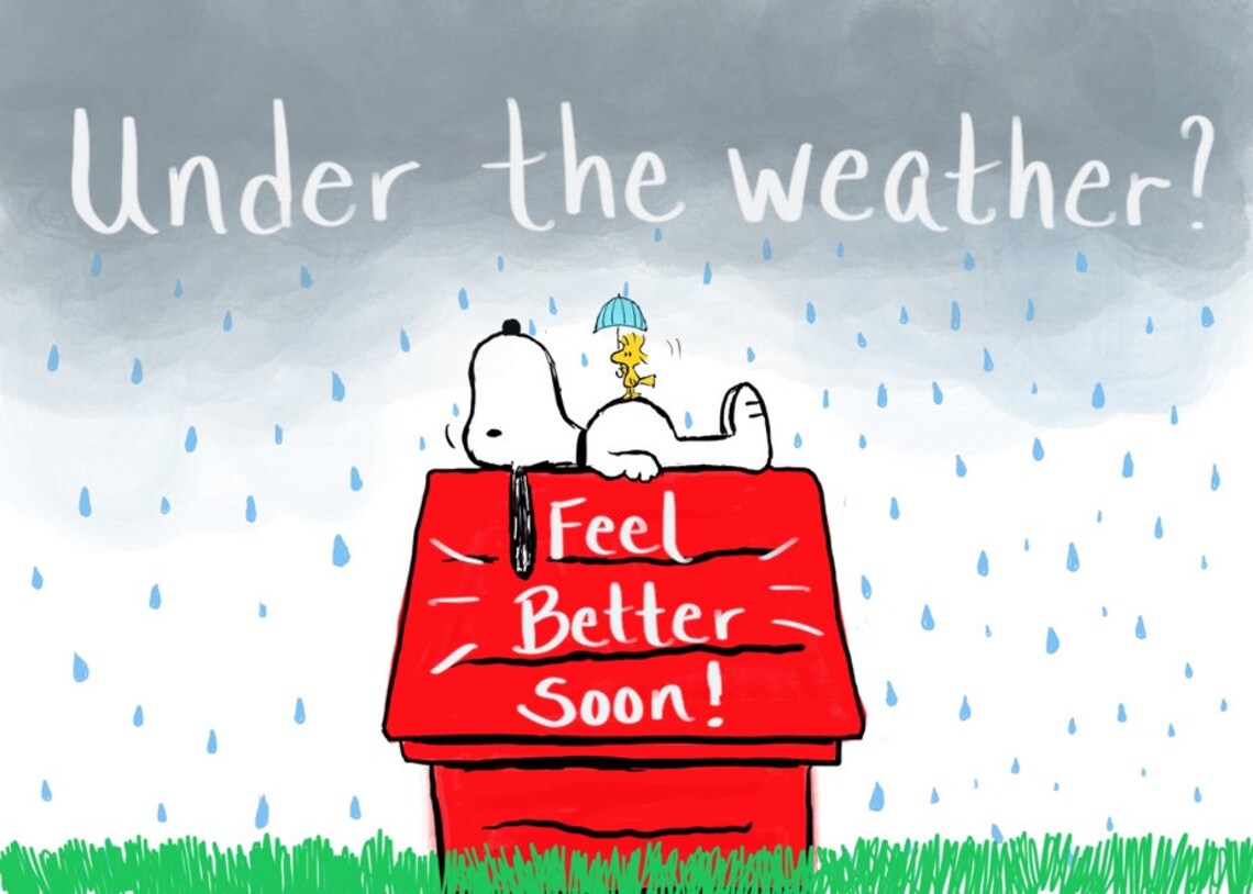 Snoopy Under The Weather / Get Well 5 x 7 Card | Etsy