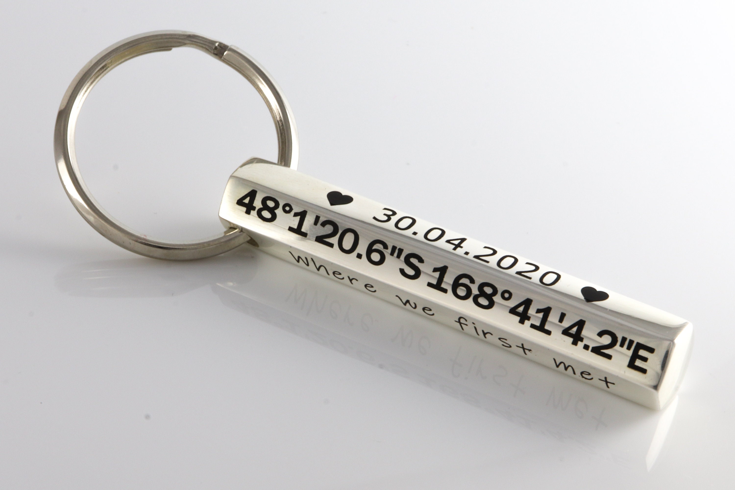 Custom Coordinate Bar Stainless Steel Keychain,personalized New Home ...