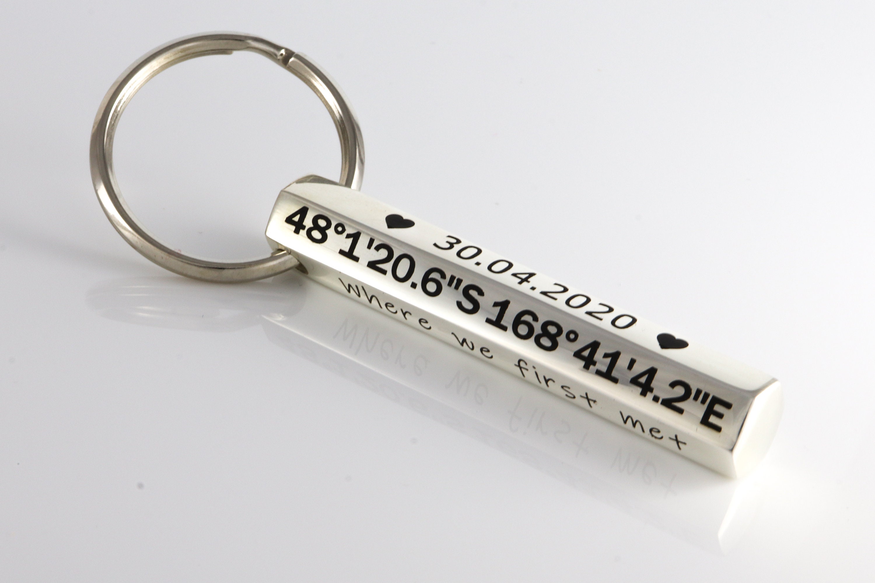 Custom Coordinate Bar Stainless Steel Keychain,personalized New Home ...