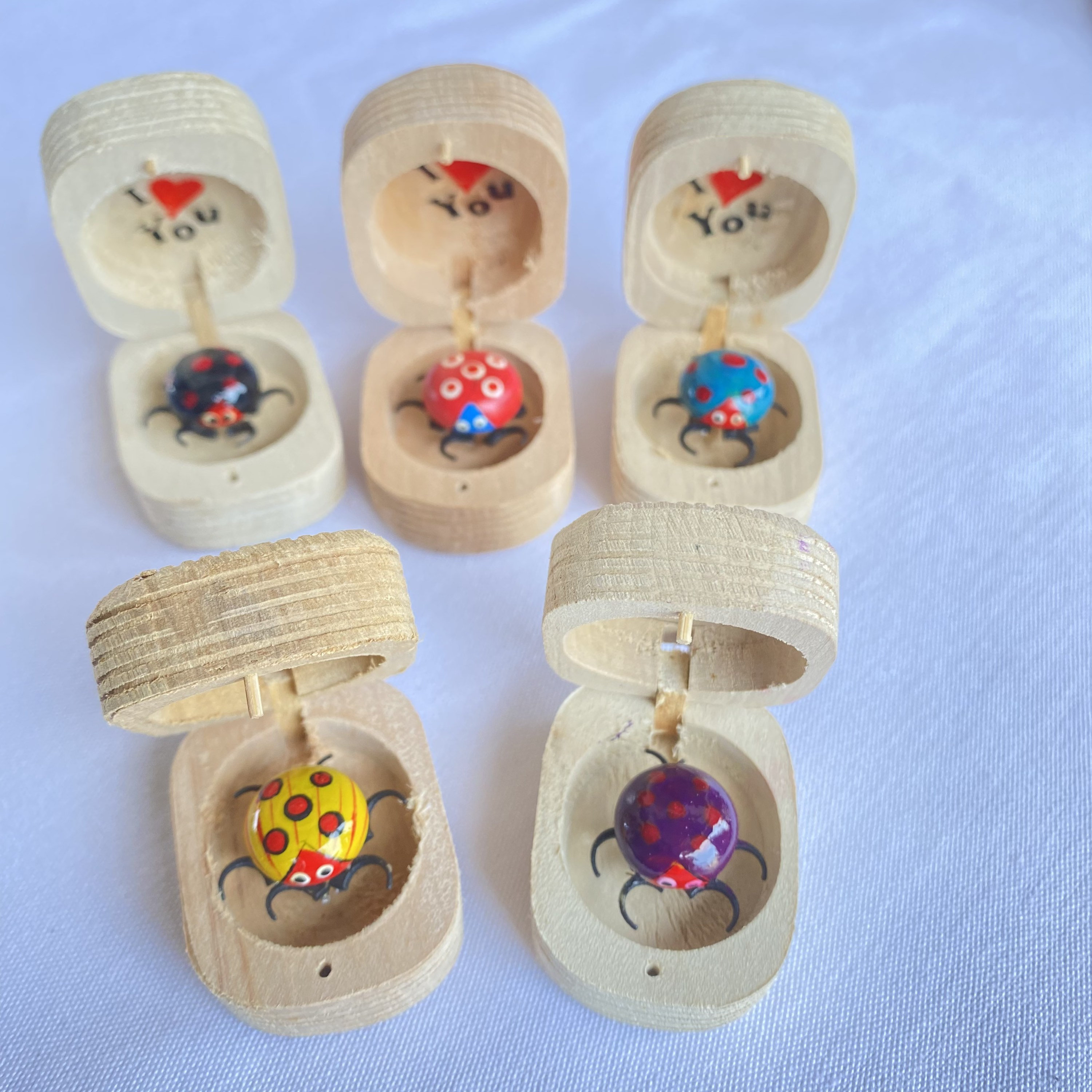 6 Wooden Boxes With a Ladybug I Love You 1.5 Wiggily Legs - Etsy