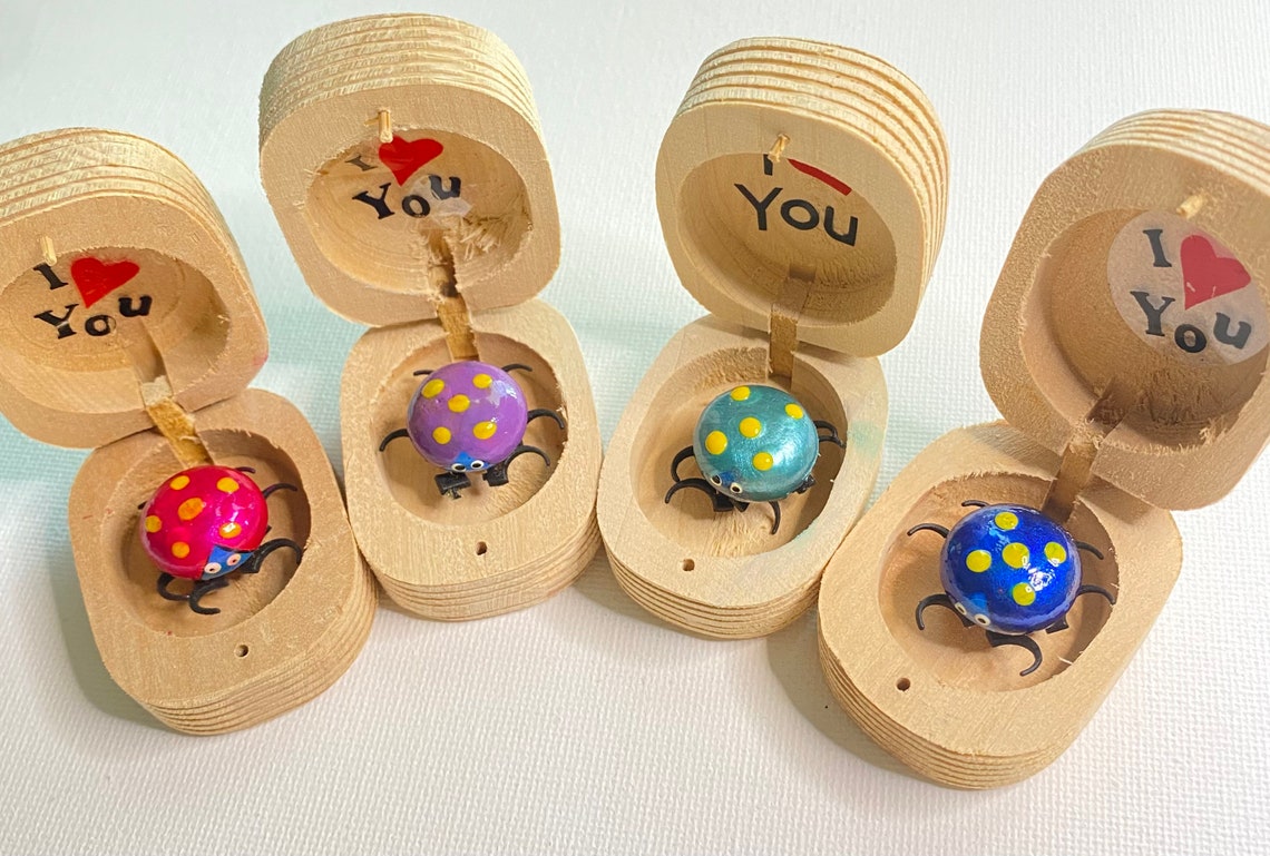 6 Wooden Boxes With a Ladybug I Love You 1.5 Wiggily Legs - Etsy