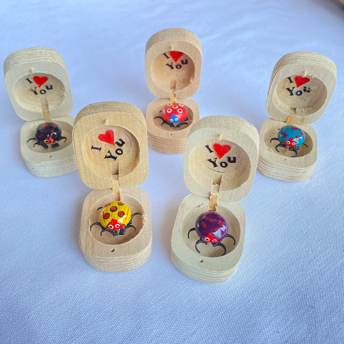 6 Wooden Boxes With a Ladybug I Love You 1.5 Wiggily Legs - Etsy