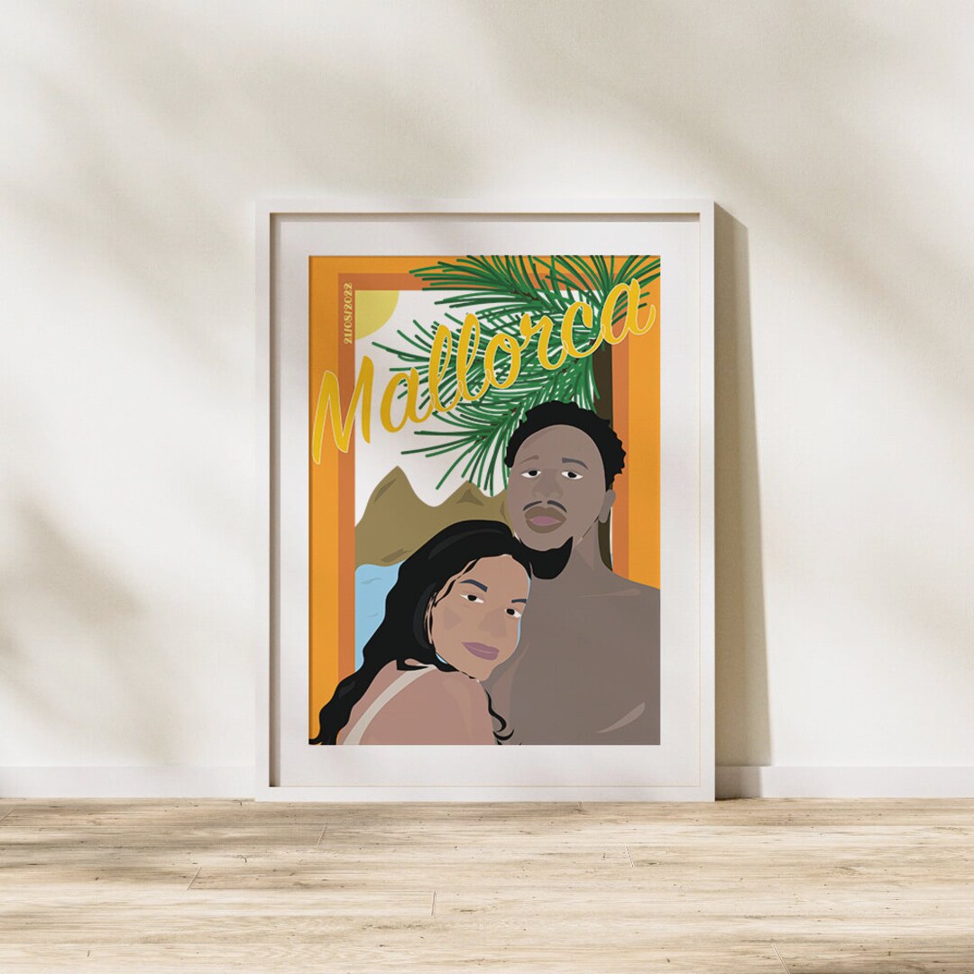 Custom Couple Illustration Personalized Couple Portrait Cute Couple ...