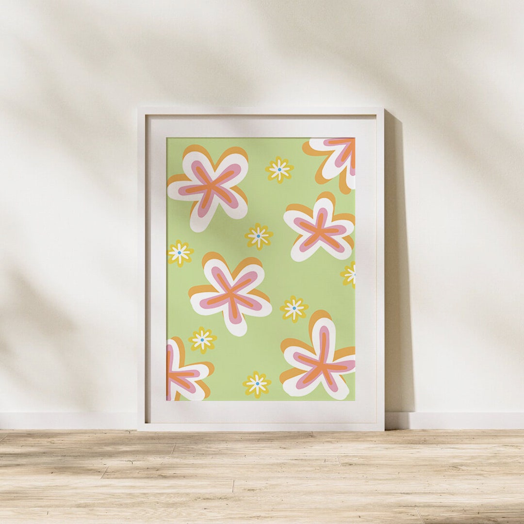 Green Flotal Print Digital Prints Wall Decor Home Decor Printable Wall ...