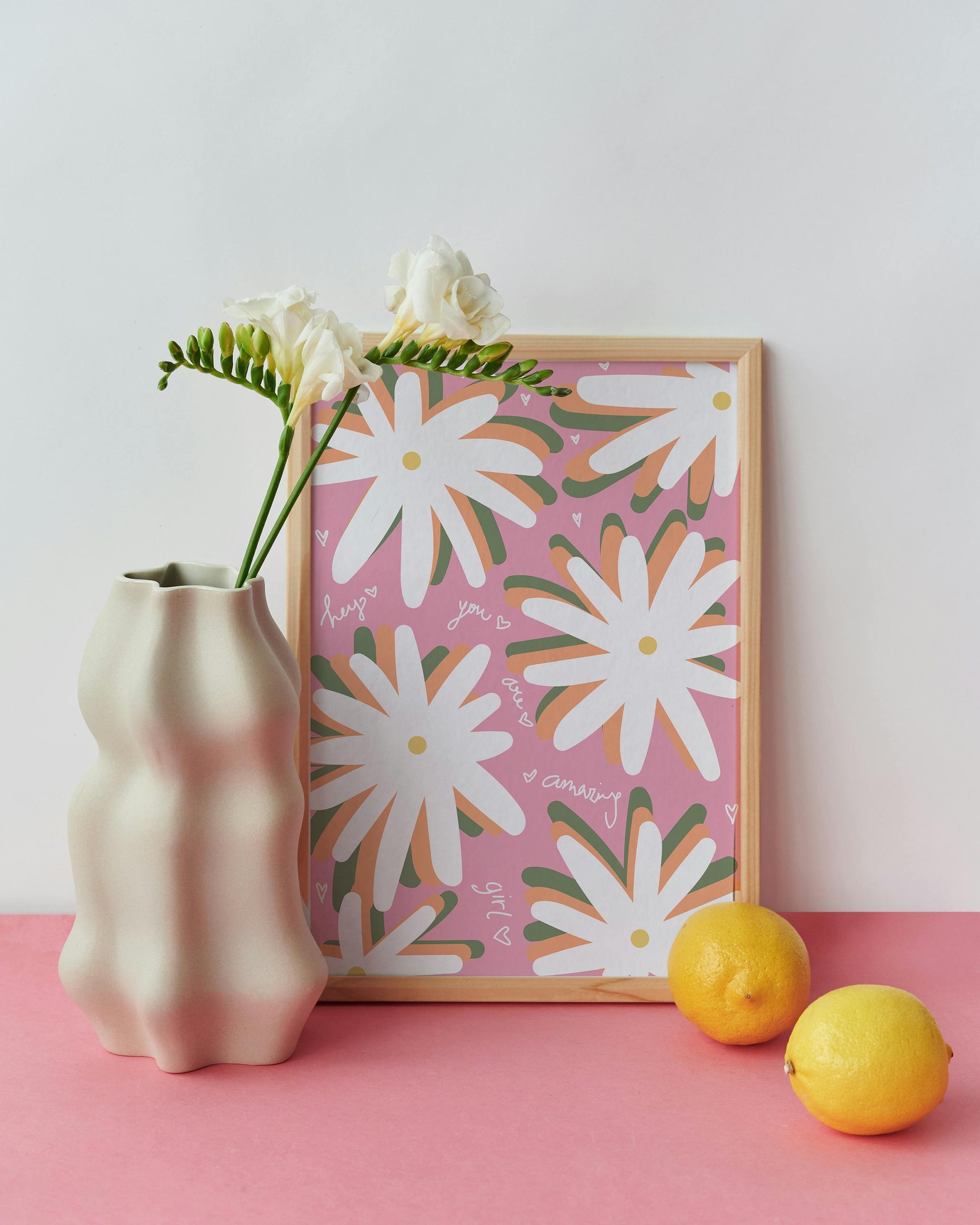 Pink Floral Print Digital Print Wall Art Home Decor Printable Wall Art ...