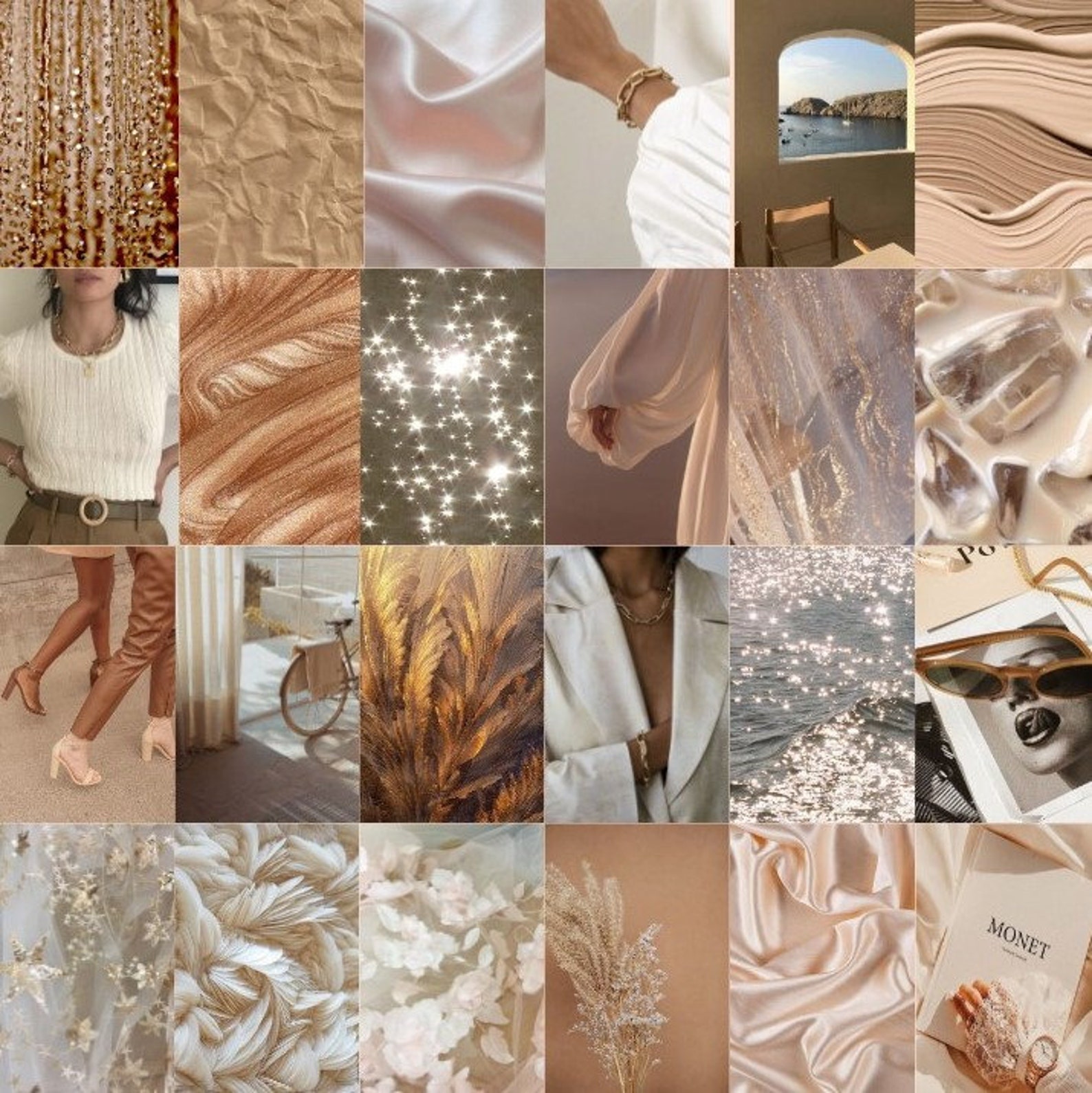 50 Images Neutral Beige Aesthetic Wall Kit Photo Collage - Digital ...
