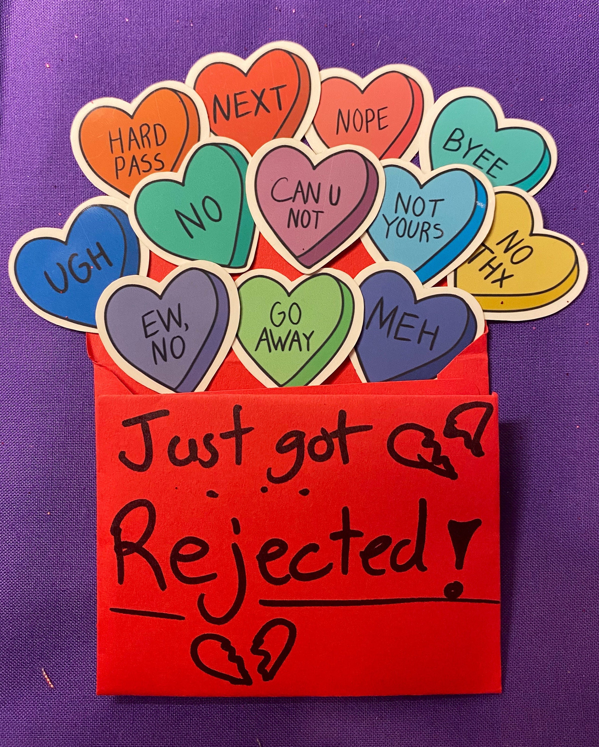 Rejection Conversation Hearts Sticker 12 Pack Witchcraft - Etsy
