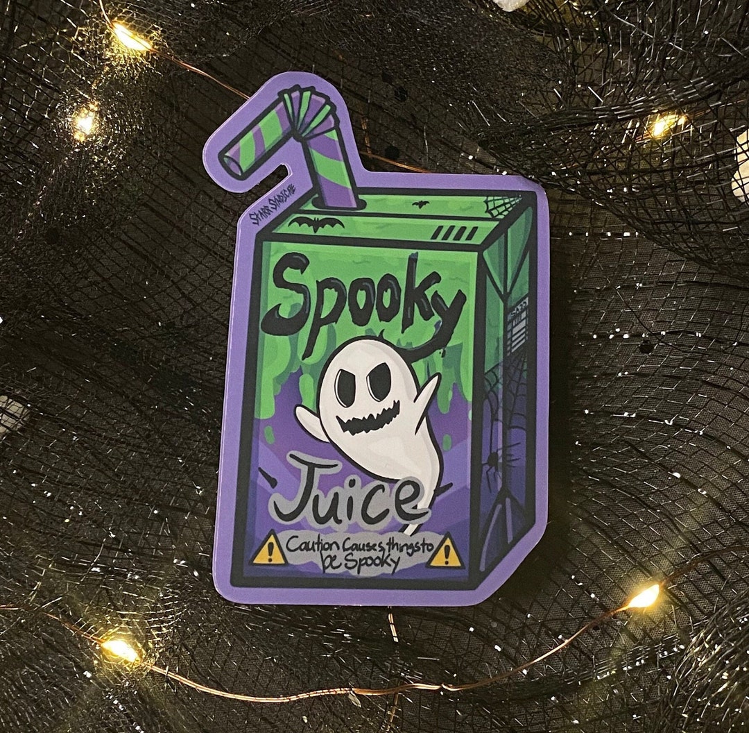 Spooky Juice Box Waterproof Stickers /humor Ghost Halloween Sticker, Funny Gift, Laptop ...