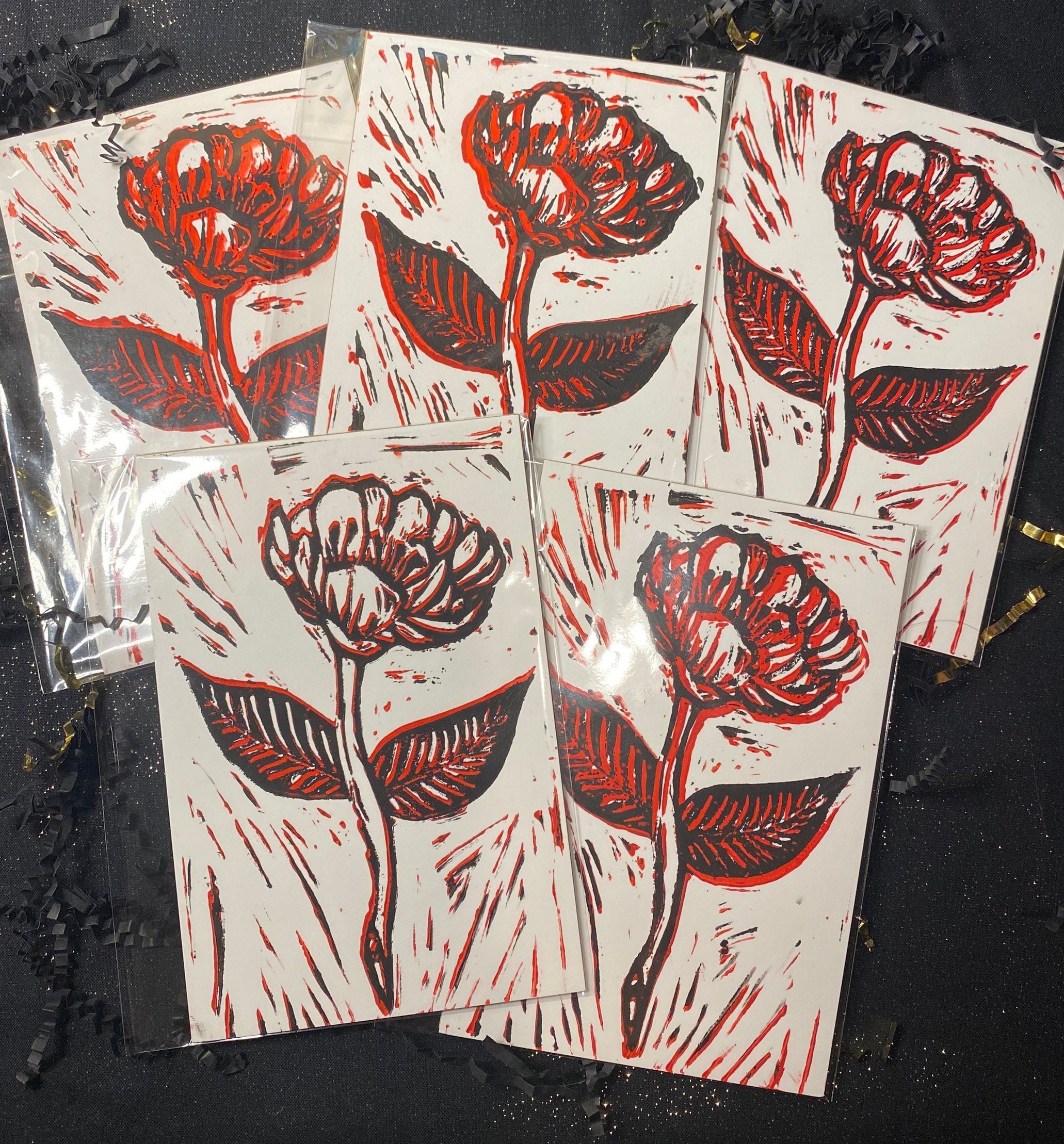 FLOWER LINOCUT PRINT/ Floral Artwork / Flower Art Prints / Stamp ...