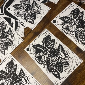 Strawberry Stamp Prints Originals / Strawberry Artwork / Berry Art ...