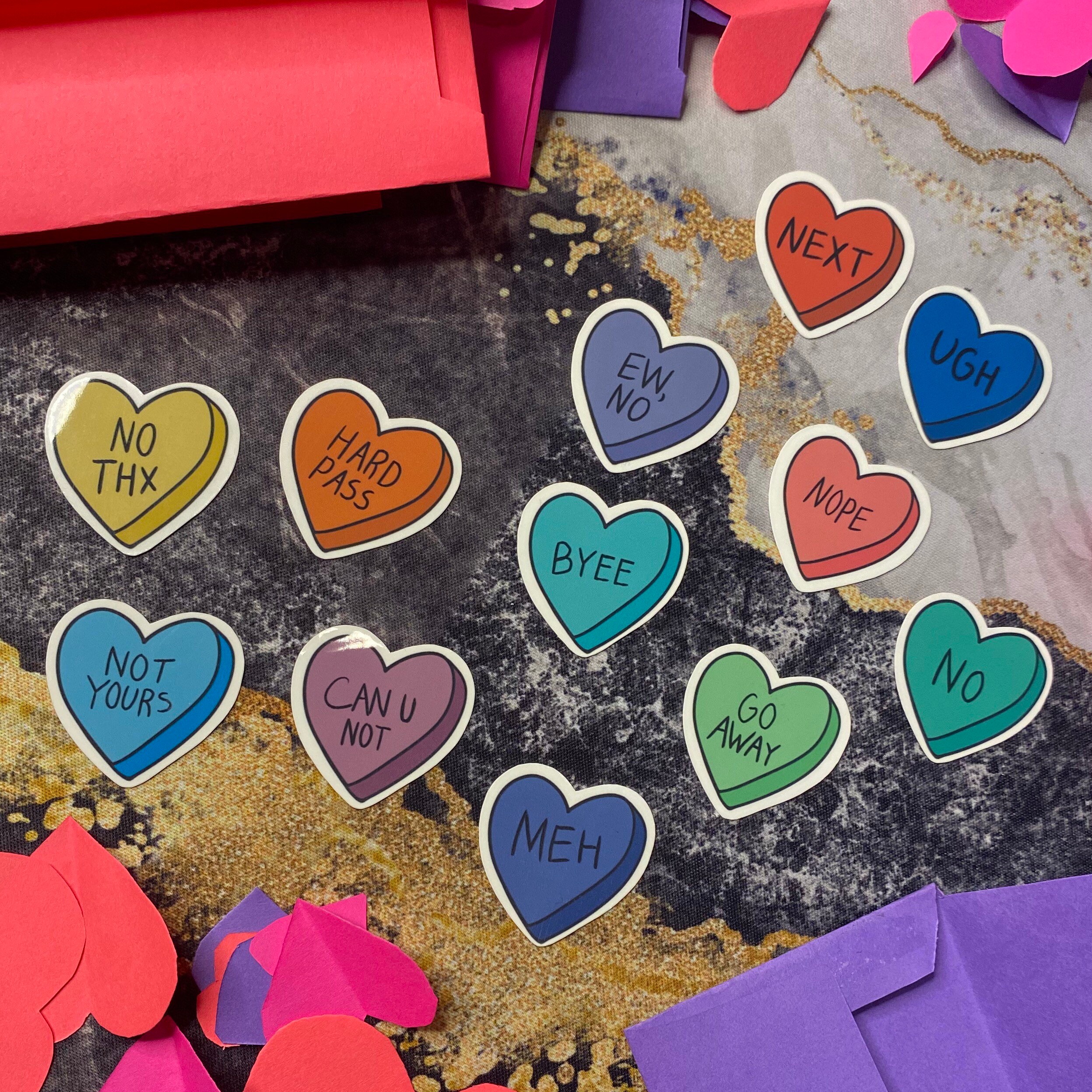 Rejection Conversation Hearts Sticker 12 Pack Witchcraft - Etsy