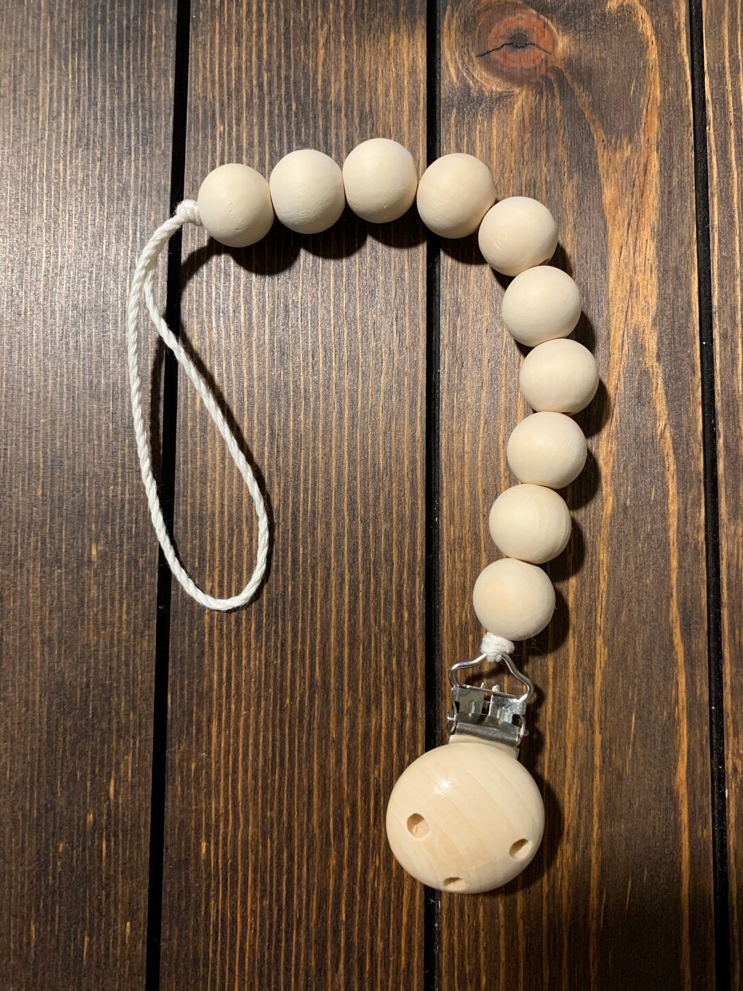 Solid Large Wood Bead Pacifier Clip - Etsy