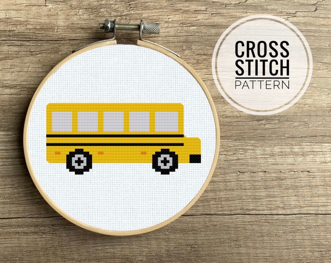 School Bus Cross Stitch Pattern Bus Driver Gift Embroidery Fun Activity ...