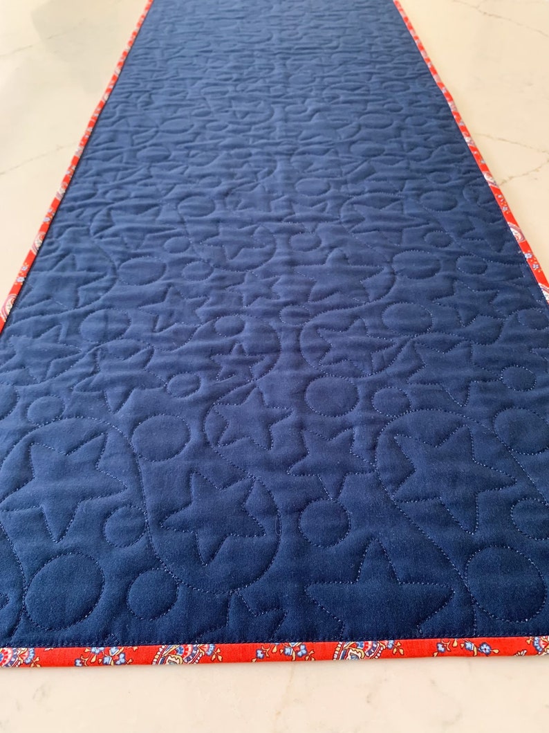 Red White and Blue Star Table Runner - Etsy