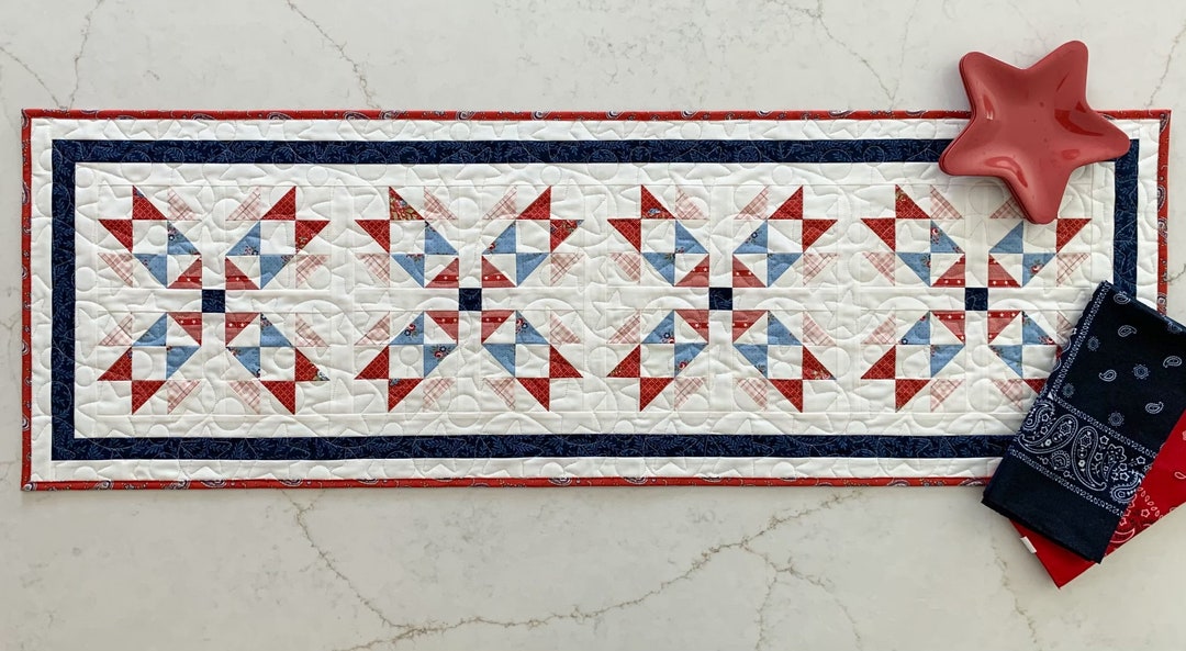 Red White and Blue Star Table Runner - Etsy
