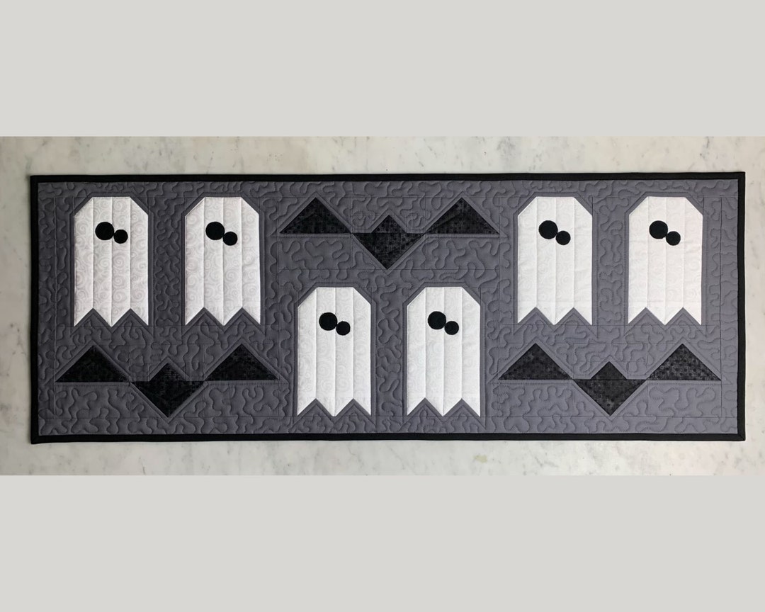 Halloween PDF Digital Download Ghosts and Bats Table Runner Pattern 14. ...