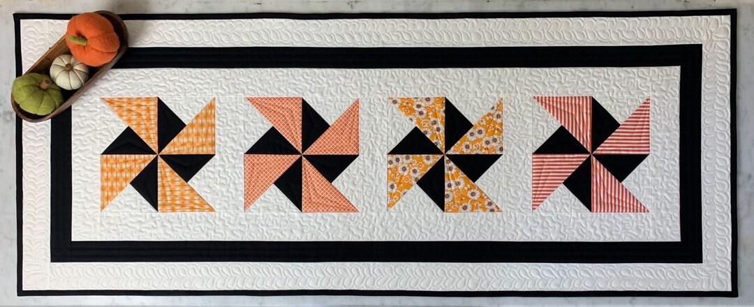 Fall Halloween Thanksgiving Pinwheel Table Runner 49”x 19” - Etsy