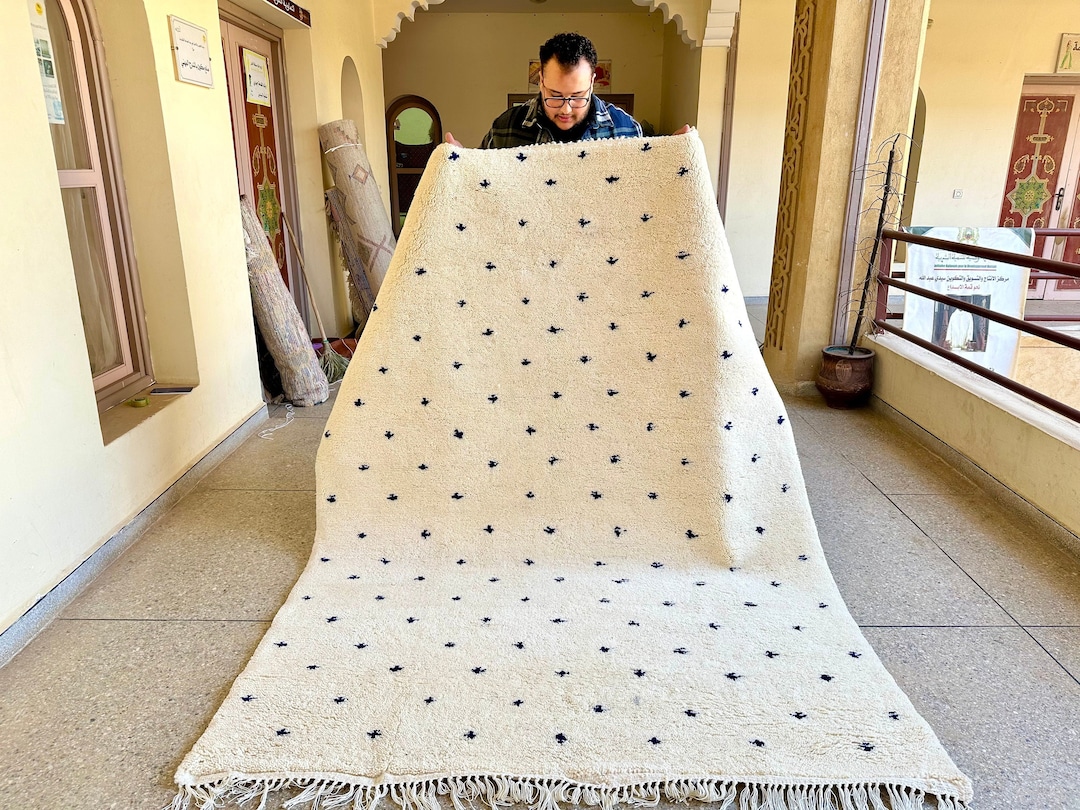 OUTSTANDING DOTTED RUG, Custom Made Area Rug, White and Blue Moroccan ...