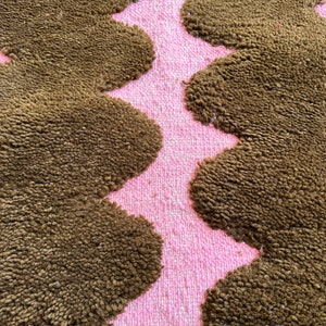 Hand-tufted Runner - Pink and Brown Striped Moroccan Wool Carpet ...