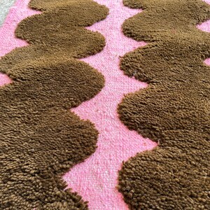 Hand-tufted Runner - Pink and Brown Striped Moroccan Wool Carpet ...