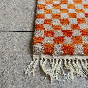 BEAUTIFUL MORROCAN RUNNER, Checkered Runner Rug, Orange Runner ...