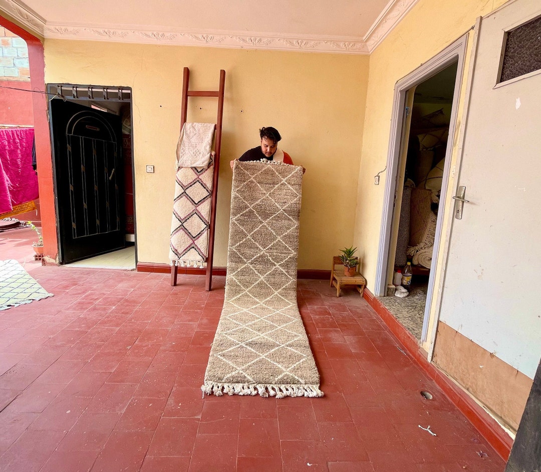 SHEEP WOOL RUG, Moroccan Runner Rug, Tribal Wool Rug, Azilal Wool Rug ...