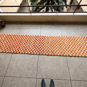 BEAUTIFUL MORROCAN RUNNER, Checkered Runner Rug, Orange Runner ...