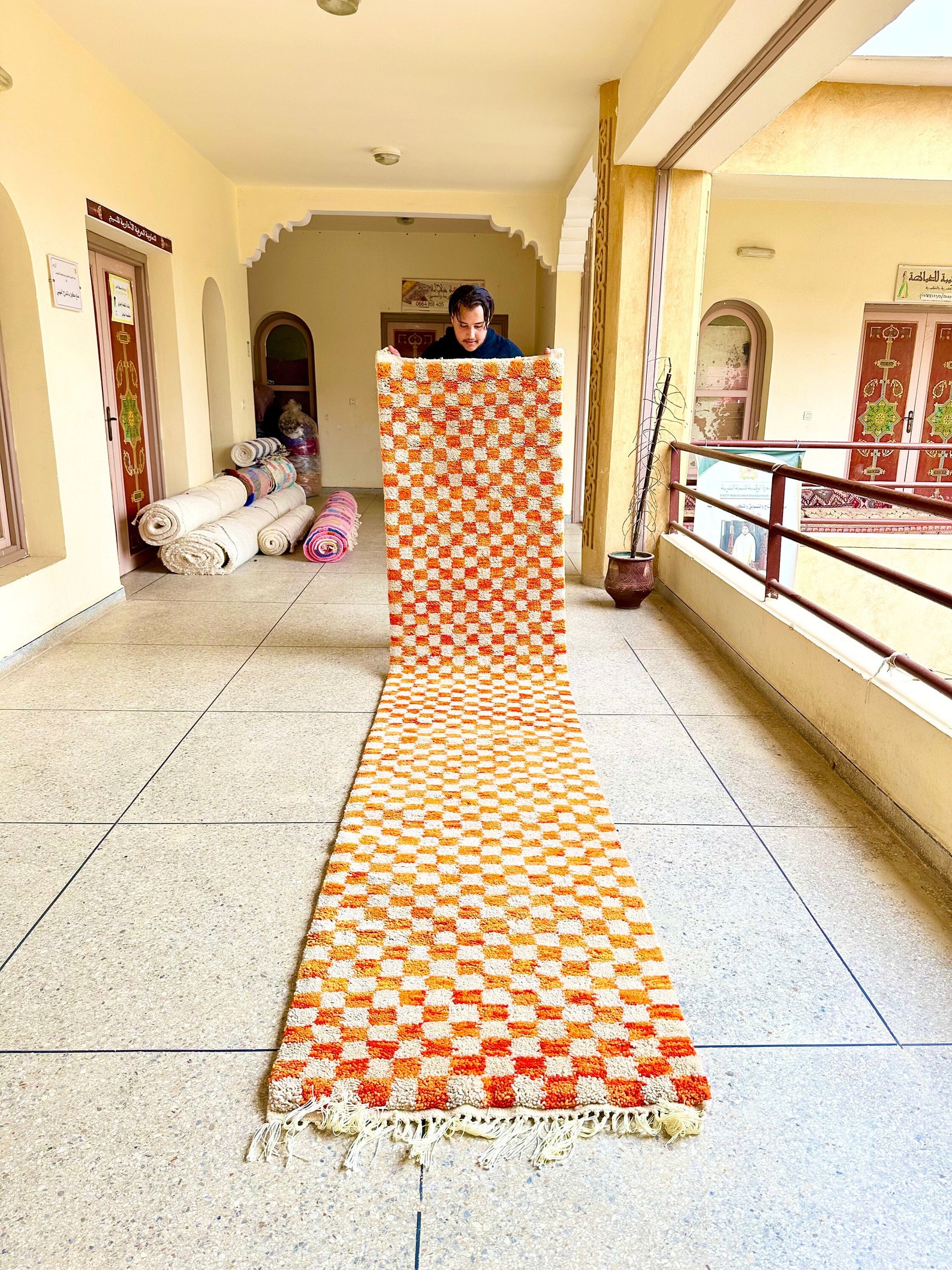 BEAUTIFUL MORROCAN RUNNER Checkered Runner Rug Orange and - Etsy