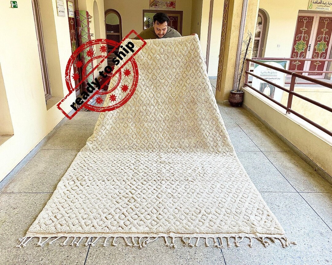 BEAUTIFUL MOROCCAN RUG, 9x6 White Rug, Beni Ourain Rug, Berber Wool Rug ...