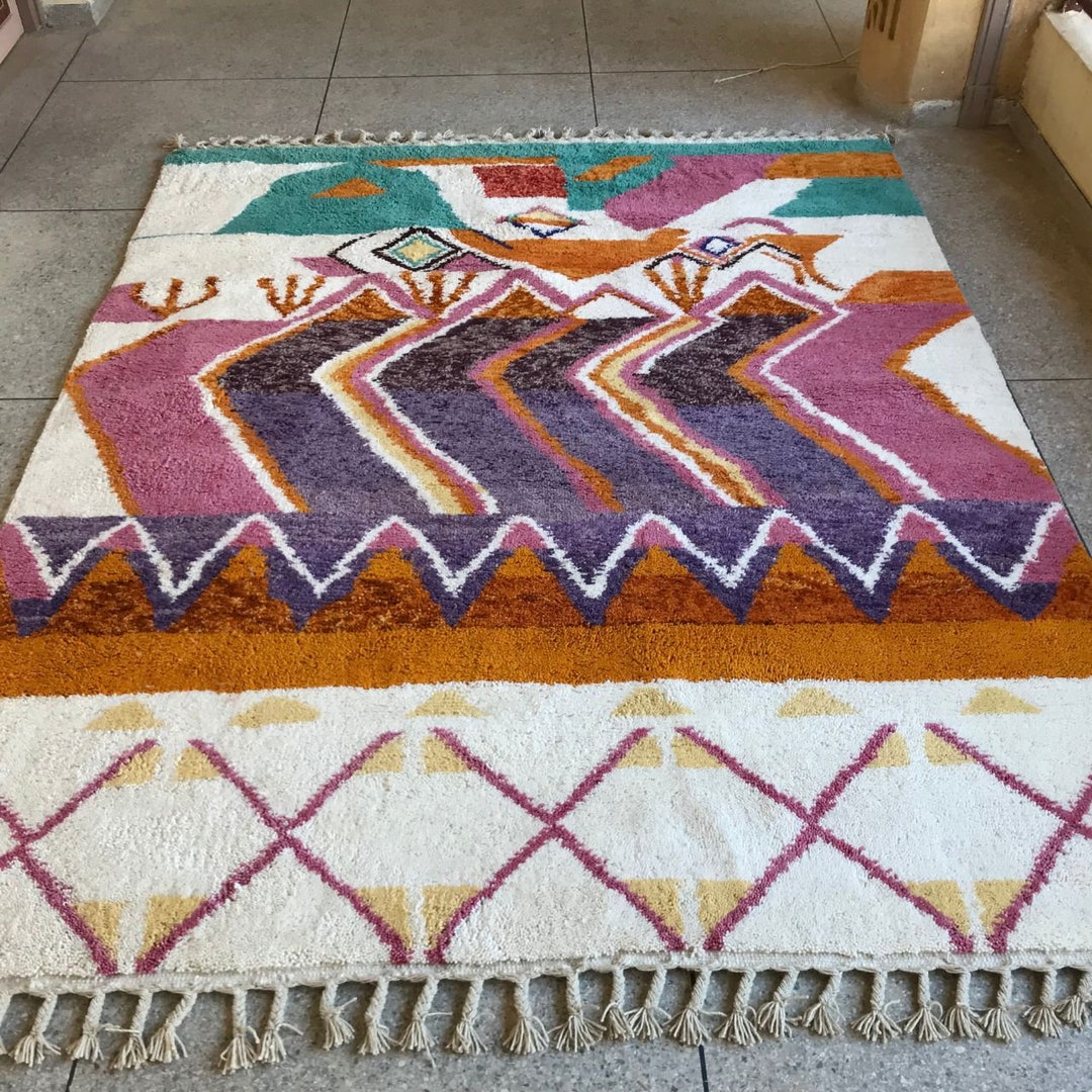 Irregular Moroccan Rug - Custom Beni Orain Wool Rug - Boho Area ...