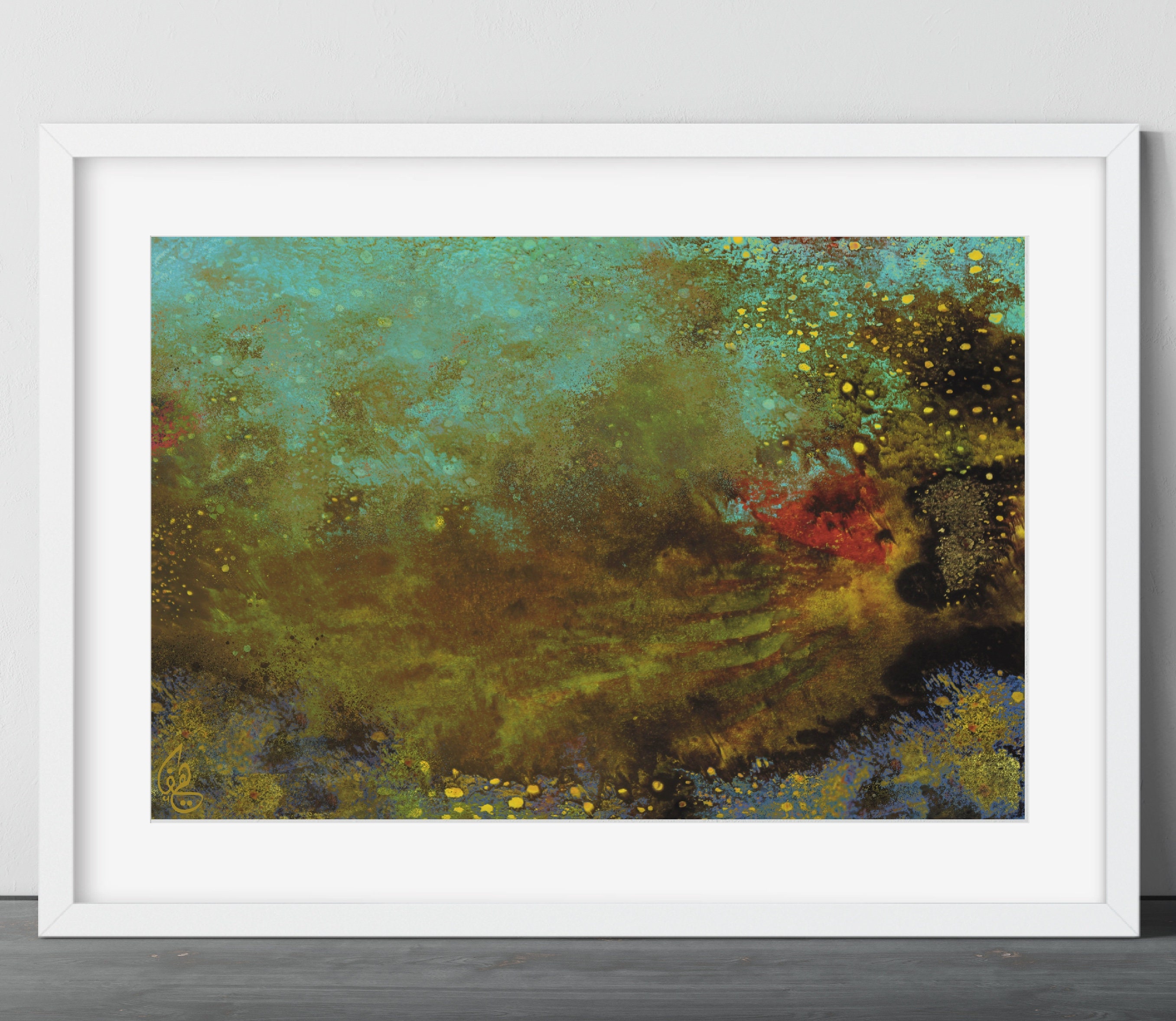 Underwater Scene Abstract Painting, Printable Wall Art, Contemporary ...