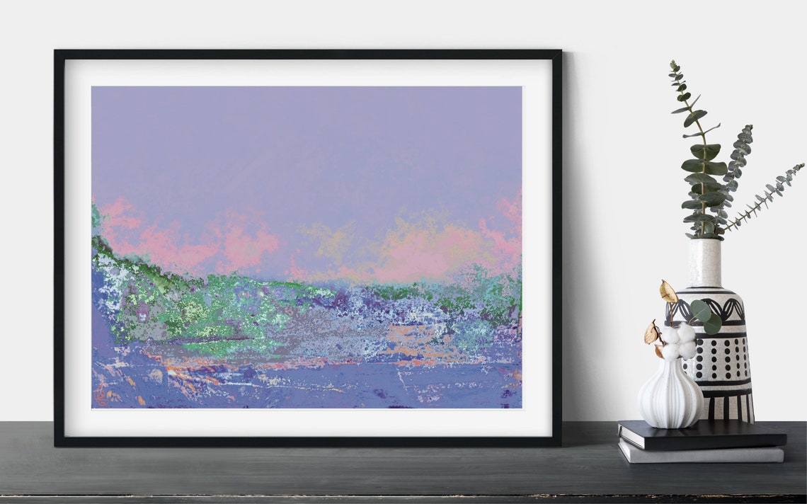 Peaceful Abstract Landscape Painting, Printable Wall Art, Contemporary ...