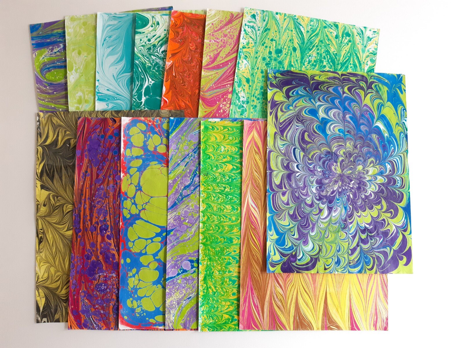 Handmade Paper Sheet, Set of Marbled Paper, Handmade, DIY, Craft, Ebru ...