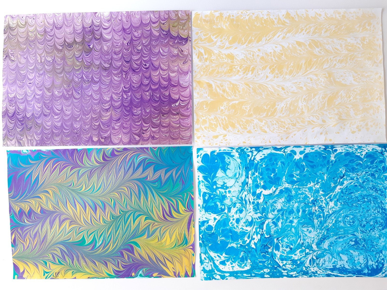 Handmade Paper Sheet, Set of Marbled Paper, Handmade, DIY, Craft, Ebru ...