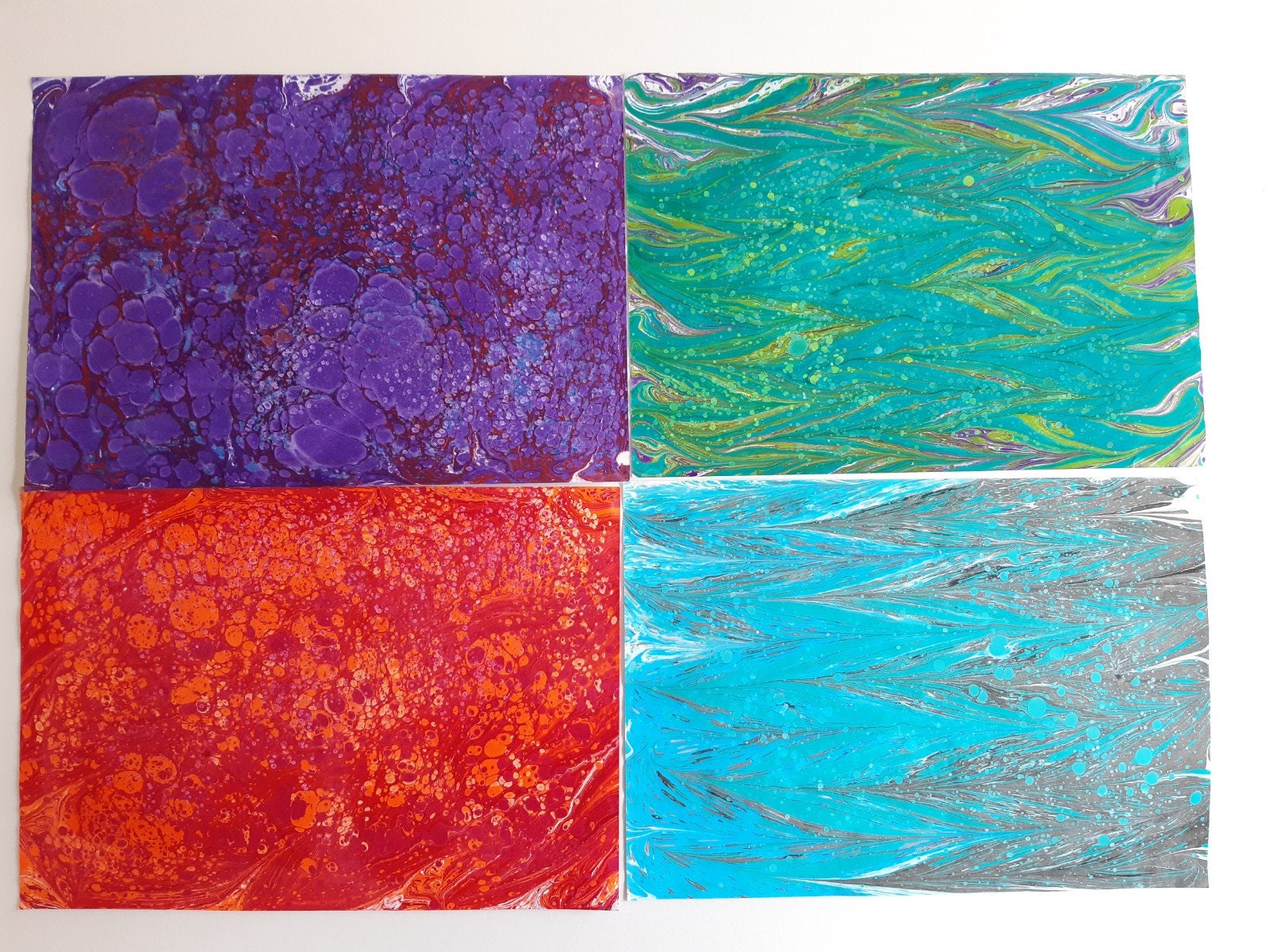 Handmade Paper Sheet, Set of Marbled Paper, Handmade, DIY, Craft, Ebru ...