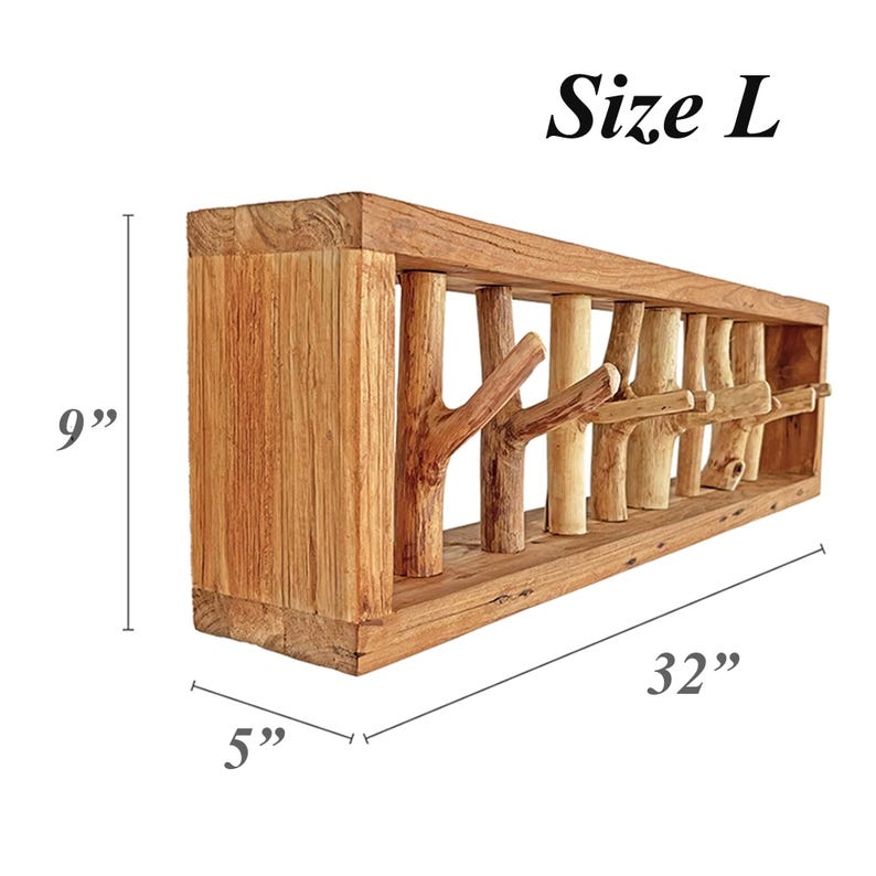 Tree Branch Coat Hooks Solid Wood Rustic Coat Rack Wall Mount Driftwood ...